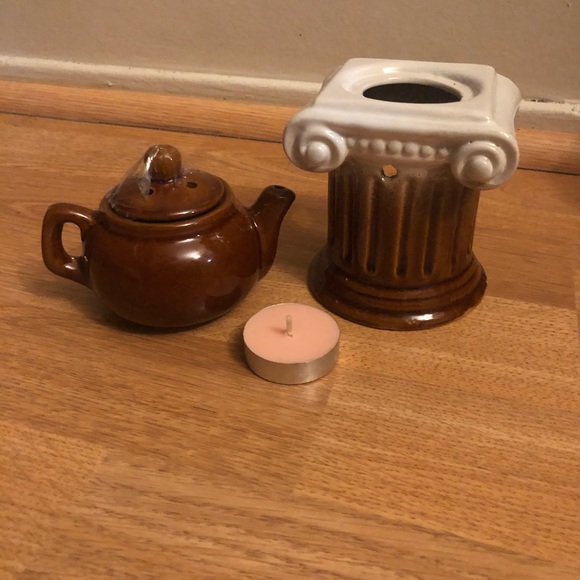 Tealight | Accents | Ceramic Regal Column Kettle Tea Light Oil Burner ...